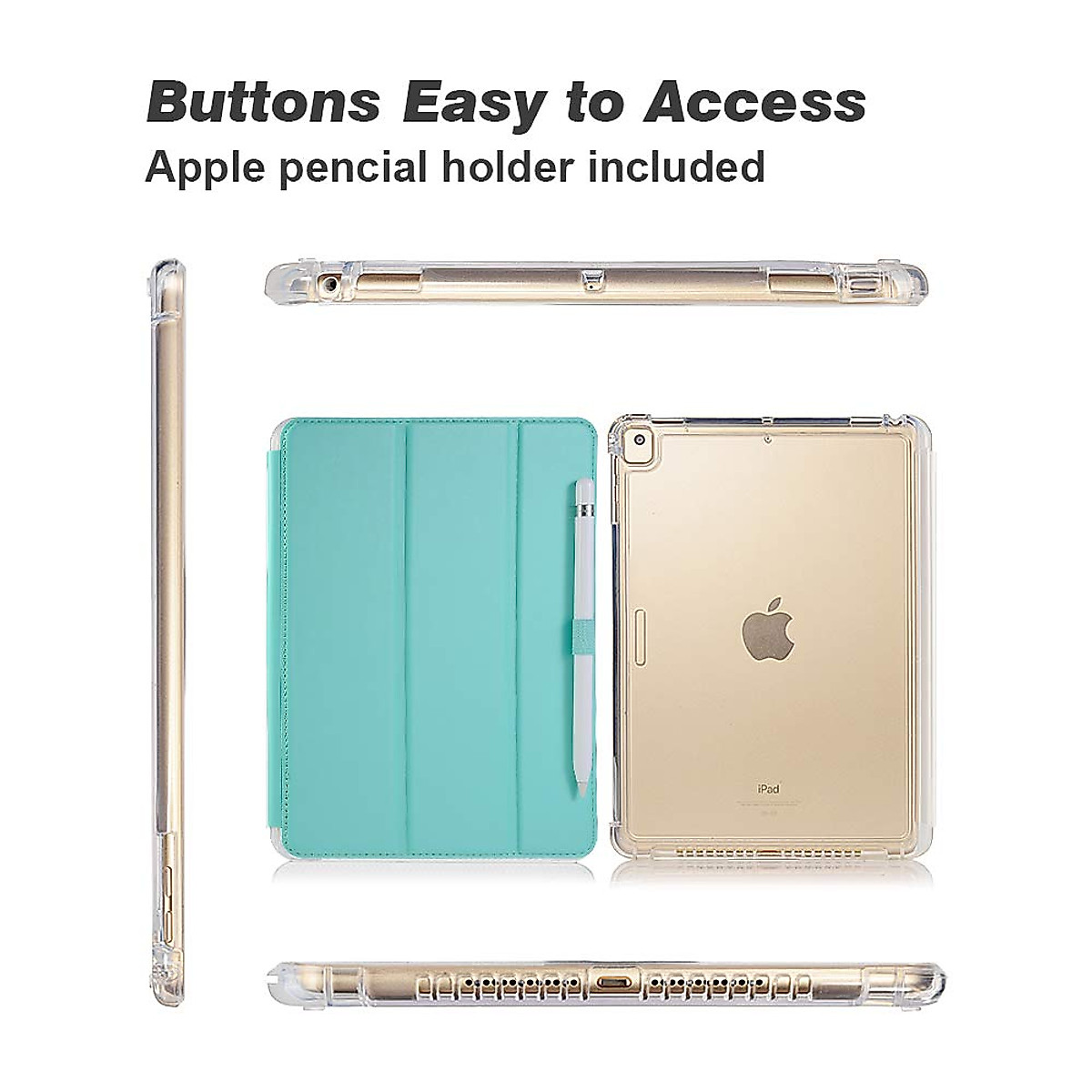 Valkit iPad Pro 9.7 Case 2016 (Old Model), Smart Slim Stand Translucent Frosted Back Cover with Pencil Holder for Apple iPad Pro 9.7 Inch (A1673 A1674 A1681) with Auto Wake/Sleep,Green