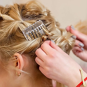 12 Pieces Plastic Side Hair Twist Comb French Twist Comb Hair Clips with Teeth for Fine Accessories Women, 4 Colors(Retro Color,Chic)