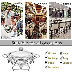 Chef Chafing Dish Buffet Set, Stainless Steel Chafer and Buffet Warmers Sets, Catering Buffet Mini Hot Pot Outdoor Picnic Household (Silver)