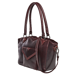 Lady Conceal Concealed Carry Purse for Women - Aubrey Leather Satchel Crossbody, Locking YKK & Universal Holster (Bordo)