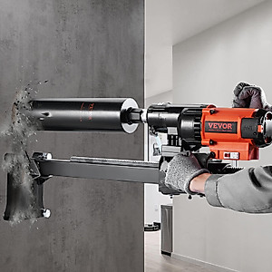 VEVOR Diamond Core Drilling Machine, 8in Wet&Dry Concrete Core Drill Rig with Stand, 750RPM Speed & 1-1/4" 5/8" Thread & Lifting Handle, 8in Drilling Diameter for Concrete Brick Block Stone, 2500W