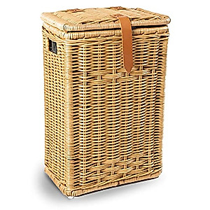 The Basket Lady Wicker Kitchen Trash Basket with Metal Liner, 16 in L x 10.5 in W x 24 in H, Sandstone