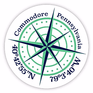 Commodore Pennsylvania 4-Inch Vinyl Decal Sticker Latitude Longitude Compass Design