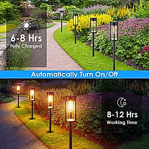 URPOWER Solar Pathway Lights, 6 Pack Solar Outdoor Lights IP65 Waterproof Decorative Solar Garden Lights, Auto On/Off Solar Powered Landscape Path Lighting for Driveway Walkway Yard Lawn Patio Decor