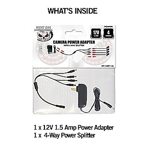 Night Owl Security Camera Power Adapter with 4-Way Power Splitter