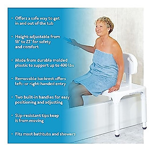 Carex Universal Tub Transfer Bench, Shower Bench and Bath Seat, Shower Chair Converts to Right or Left Hand Entry, Bathtub Transfer Bench, Bathroom Bench