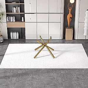 FURNITO Glass Dining Table,Gold Dining Room Table,Transparent Glass Kitchen Table with Golden Chrome Legs,71'' Oval Glass Dining Table Ideal for Living Room Home Office(6-8 People)