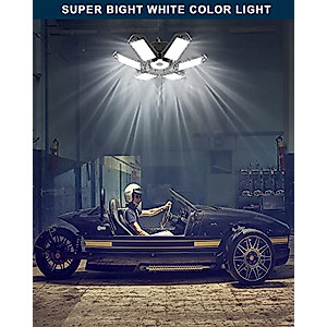 LED Garage Light, NACAMS 100W LED Garage Ceiling Lights with 6 Adjustable Multi-Position Panels, E26/E27 Base LED Shop Light, 6500K Garage Lighting for Workshop, Basement, Shop, Attic, Warehouse, Barn