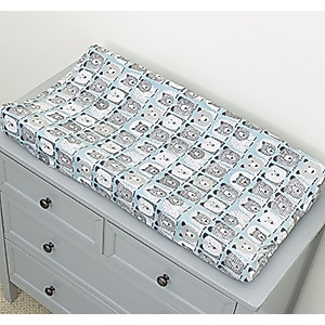 Dwell Studio Bear Hugs Super Soft Changing Pad Cover, Blue/Gray/White