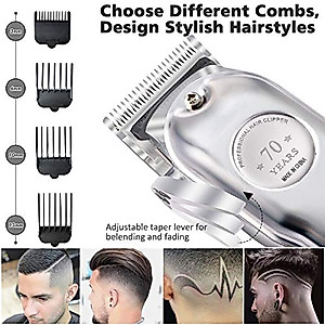 Hair Clippers for Men Professional Rechargeable Cordless Hair Trimmer Cutting Kit with Titanium Ceramic Blade 4 Grooming Combs 2500mAh Lithium Ion LED Display Haircut Kit