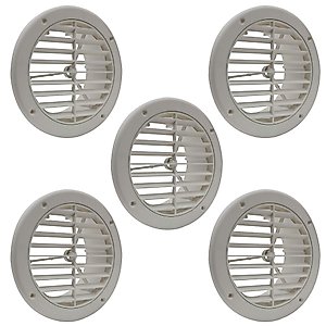 RecPro RV AC Vent 5" Side Vent | Optional Charcoal Filter | White | Camper AC Vent (5 Pack, No Charcoal Filter)