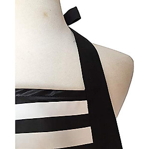 Hyzrz Lovely Handmade Cotton Retro Aprons for Women Girls Cake Kitchen Cook Apron for Mother's Gift (Black)