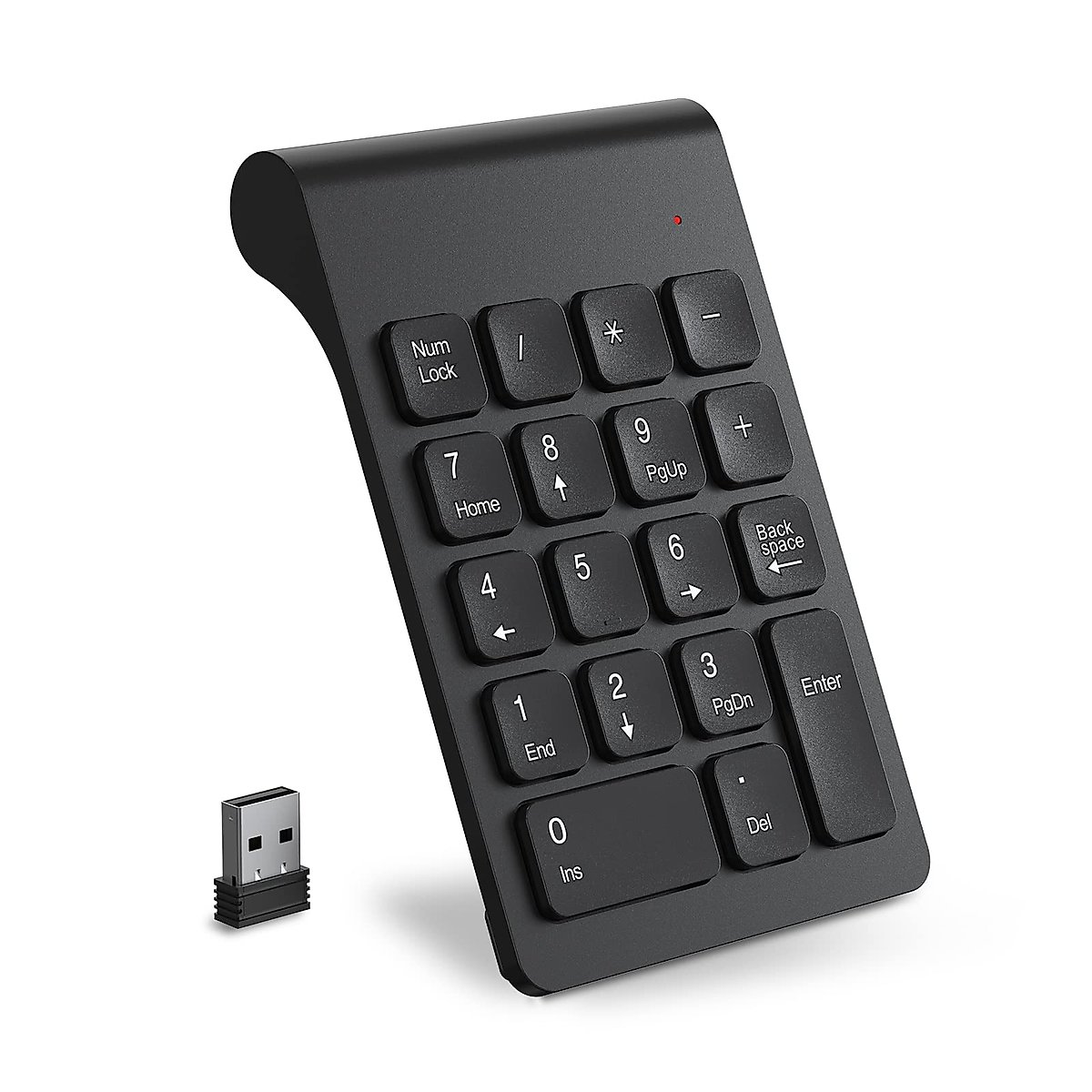 cimetech Wireless Number Pad, 2.4G Numeric Keypad Numpad with USB Receiver, 18 Keys Portable Mini Keyboard for Laptop Notebook, Desktop, Surface Pro, PC - Black