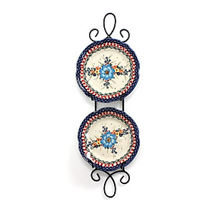 Blue Rose Polish Pottery 2 Tier Augusta Narrow Vertical Plate Rack