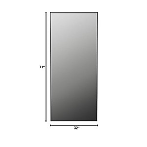Beauty4U 71" x 32" Large Full Length Mirror with Stand, Black Wall Mounting Full Body Mirror, Metal Frame Full-Length Tempered Mirror for Living Room, Bedroom