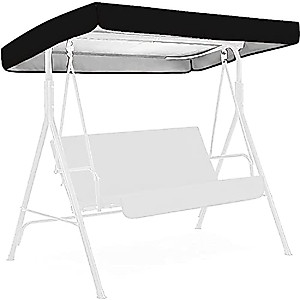 Swing Canopy Cover 3 Seater, Waterproof UV Resistent Patio Hammock Cover Swing Chair Top Cover Roof Sun Shade Sun for Outdoor Garden Patio 22.6.17 (Color : Black, Size : 190 x 132 x 15cm)