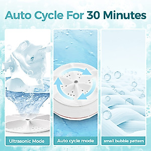 Ultrasonic Mini Washing Machine Turbine with bucket,Portable Folding Fordable Washers,Mini Washing 3in1 Dishwashers for children's clothes Socks,Underwear,Bra, Laundry Tub …