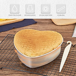 CALLARON Mini Cake Pans 2pcs Heart Shaped Cake Pans with a Removable Bottom 4inch Valentines Aluminium Heart Shaped Cake Pan Heart Pan Molds DIY Tin Muffin Chocolate Molds Baking Pan