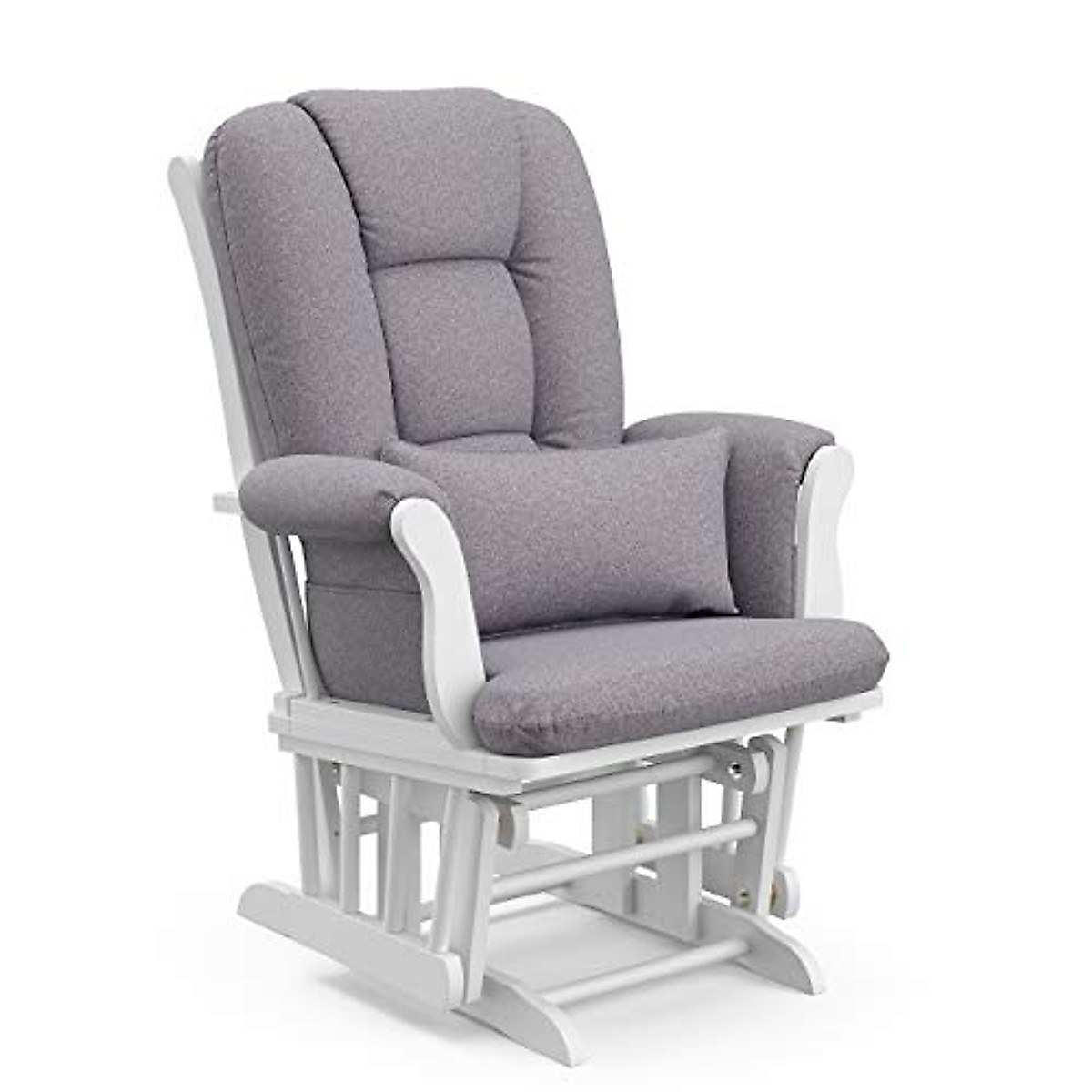 Storkcraft Tuscany Custom Glider and Ottoman with Free Lumbar Pillow (White/Slate Gray Swirl) - Cleanable Upholstered Comfort Rocking Nursery Chair with Ottoman