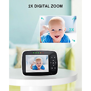 Kidsneed SM935C Baby Monitor with Camera and Audio | Keep Babies Safe with 19 Hour Battery Life, 3.5” Large Screen, Night Vision, Talk Back, Room Temperature, Lullabies, 960ft Range