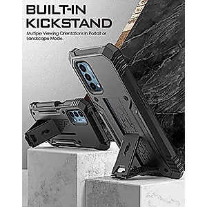 Poetic Revolution Series Case for Oneplus Nord N200 5G, Full-Body Rugged Dual-Layer Shockproof Protective Cover with Kickstand and Built-in Screen Protector, Black