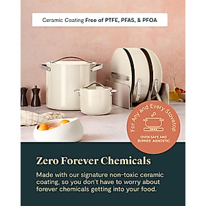 Caraway Cookware+ Collection - Specialty Cookware Set - Petite Cooker, Stir Fry Pan, Rondeau, & Stock Pot - 3 Lids & Storage Organizer Included - Navy