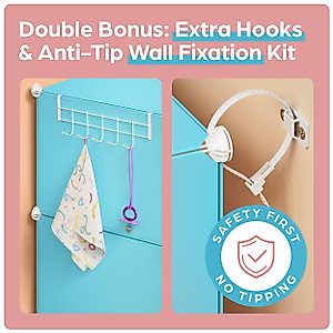 CUBEDIY Baby Closet Organizer for Nursery: Durable Baby Wardrobe for Closet - Customizable Baby Armoire - Baby Dresser Closet Shelves - Waterproof Shelf Clothes Organizer w/Wall Fixation (Blue)