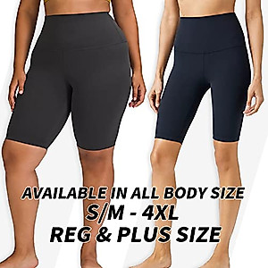 HLTPRO 3 Pack Plus Size Biker Shorts for Women (L-4XL)- 8"/5" High Waist Tummy Control Shorts for Workout, Yoga, Running