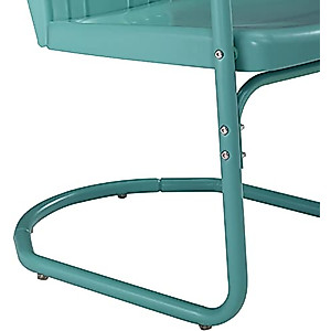 Crosley Furniture CO1029-BL Tulip Retro Outdoor Metal 2-Piece Armchair Set, Pastel Blue Satin