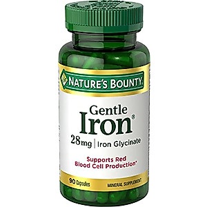 Nature's Bounty Gentle Iron 28 mg Capsules 90 Capsules (Pack of 2)
