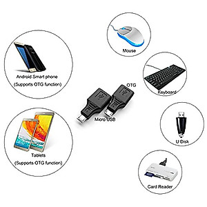 USB 2.0 Micro USB Male to USB Female OTG Adapter (2 Pack)