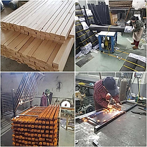 Lnder 100x40x45cm Outdoor Garden Bench Bronze Garden Seat Outdoor Backless Benches Park Solid Wood Bench 400kg Load Capacity (Size : 59in)