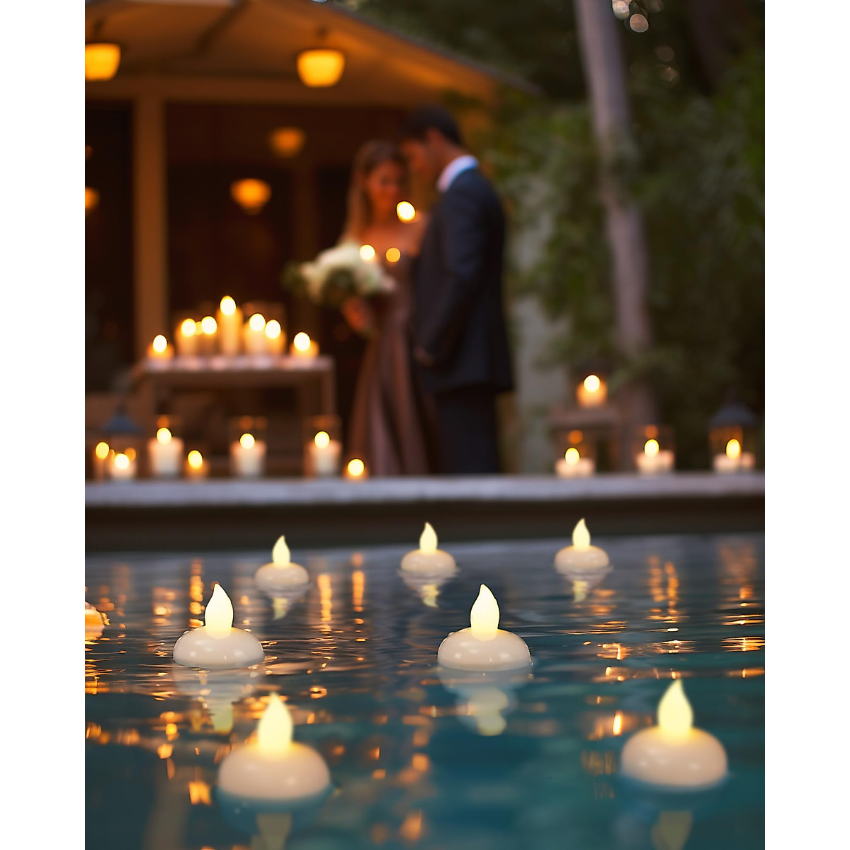 Homemory 12 Pack 200 Hours Flameless Floating Candles, Warm White Led Flickering Tealight Candles in Bulk, Decor for Wedding, Party, Centerpiece, Pool, Christmas