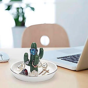 ERDOGLY Cactus Ring Holder for Jewelry, Trinket Dish Ceramic Jewelry Tray for Earrings, Bracelets, Necklace Organizer Display, Rings Dish Cactus Gift for Women Girls Room Decor Aesthetic