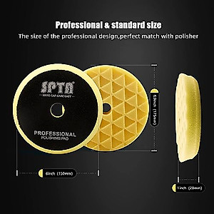Buffing Polishing Pads, SPTA 6 Inch 150mm Body Repair Polishing Pad Set Made for 6 Inch Backing Plate, 6 Pcs Buffing Pads with Sponge, Wool and Micro-Fiber Pad Set for Car Detailing polishing Buffing