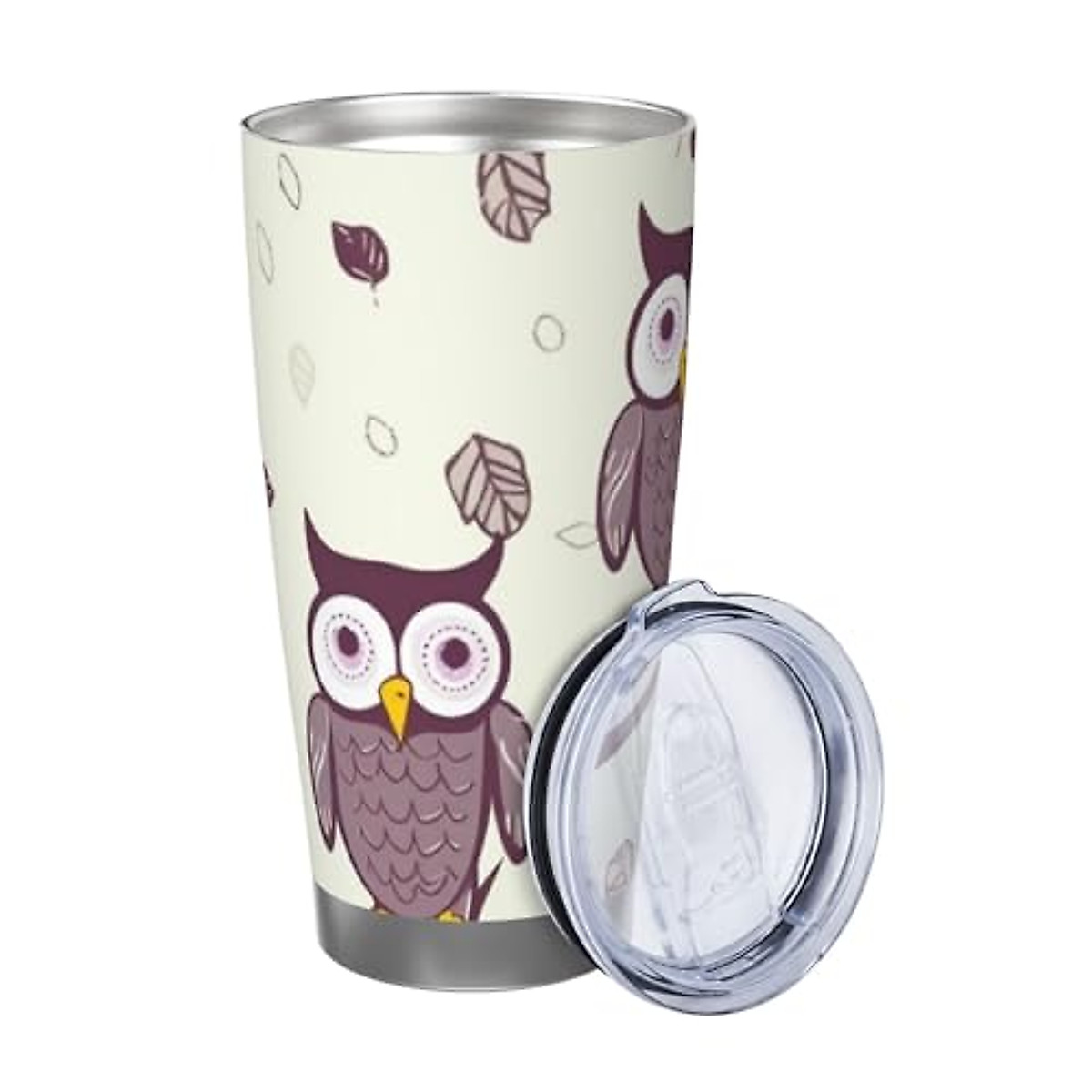 Owl Tree Branches Tumbler with Lid and Straw 20oz Stainless Steel Car Cup for Hot and Cold Drinks, Double Wall Insulated Travel Coffee Mug Reusable Drink Thermos Cup Birthday Gifts