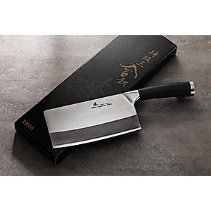 ZHEN Japanese VG-10 3-Layer Forged High Carbon Stainless Steel Medium Duty Cleaver Chef Butcher Chopping Knife (Bone Chopper), 6.5-inch, TPR Handle