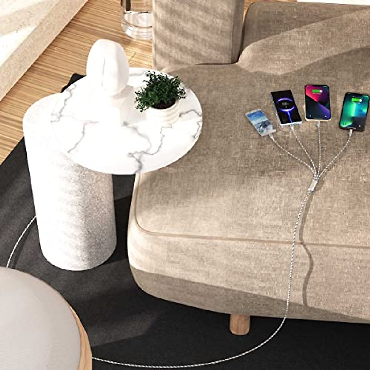 2Pack Multi Charging Cable 3.5A, 10Ft 4 in 1 Long Multiple Fast Charger Cable with Dual iP/Micro USB/Type C Ports for Phone 13/12/11/Xs/X/8/7/6/se/Tablets/Samsung Galaxy/LG/Pixel/Huawei/OnePlus