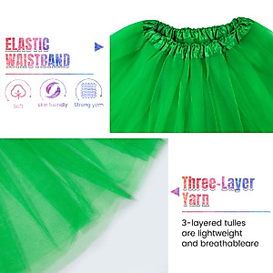 Simplicity Women's Adult Classic Elastic 3 Layered Tulle Tutu Skirt, Dark Green