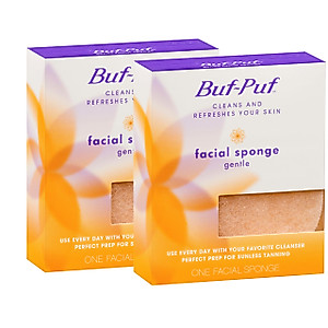 Buf-Puf Gentle Facial Sponge, Dermatologist Developed, Removes Deep Down Dirt & Makeup That Causes Breakouts and Blackheads, Reusable, Exfoliating, 2 Count