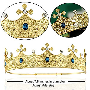 Birthday King Crown and Birthday King Sash,Birthday Gifts for Men, Birthday Crown King Birthday Party Decoration (Gold-D)