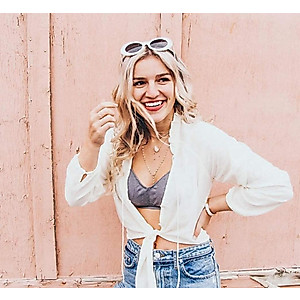 ADMIRING White Oval Round Sunglasses Thick Bold Clout Goggles Oval Mod Retro Vintage Kurt Cobain Inspired Sunglasses Round Lens