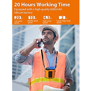 2024 Upgraded Portable Waist Fan 100 Speed 12000rpm Top-Notch Wind 20h Working Time, Personal Belt Fan Clip On Waist Cooling For Shirt,Battery Powered For Outdoor, Working, Camping, Hiking(Orange)