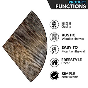 Floating Shelves for Wall, Plant Shelf for Bedroom, Bathroom, Living Room Rustic Home Décor Radial Corner Storage Solid Wood Wall Hanging Shelves, Small Corner Shelf 2 Tier Set by Kudos Homeware