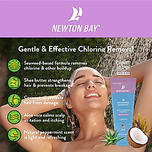 Newton Bay Swimmers Shampoo | Chlorine Removal Shampoo Cleans and Restores Hair after Swimming | Clean Label Project Certified | 12 oz. bottle