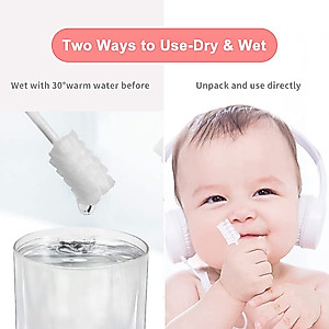 OKUYA 50 Pcs Infant Toothbrush , Tongue Cleaner, Disposable Tongue Cleaning Gauze Toothbrush, Oral Cleaning Stick, 0-36 Month Baby Oral Care