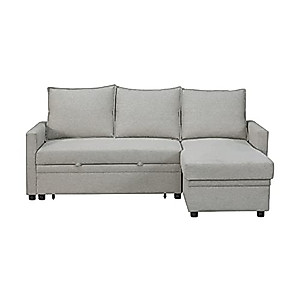 Devion Furniture Andy Sectional Sleeper Sofa Bed, Light Gray