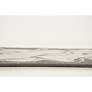 Unique Loom Botanical Collection Floral, Bohemian, Border, Coastal, Indoor and Outdoor Area Rug, 2 ft 2 in x 3 ft, Gray/Light Gray