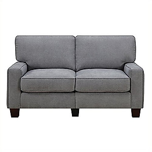 Pemberly Row Modern Loveseat Sofa for Small Apartments, 2 Seater Couch for Living Room, Tool-Free Assembly, Light Grey