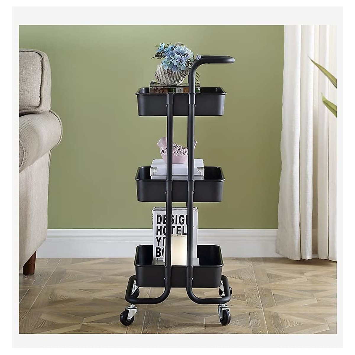 JYDQM Mobile Kitchen Shelf Trolley Household Storage Shelf with Wheeled Trolley (Color : D, Size : 87 * 42 * 35cm)